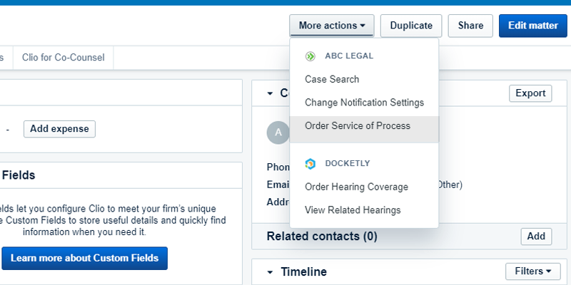 Integrations | Clio + ABC Legal