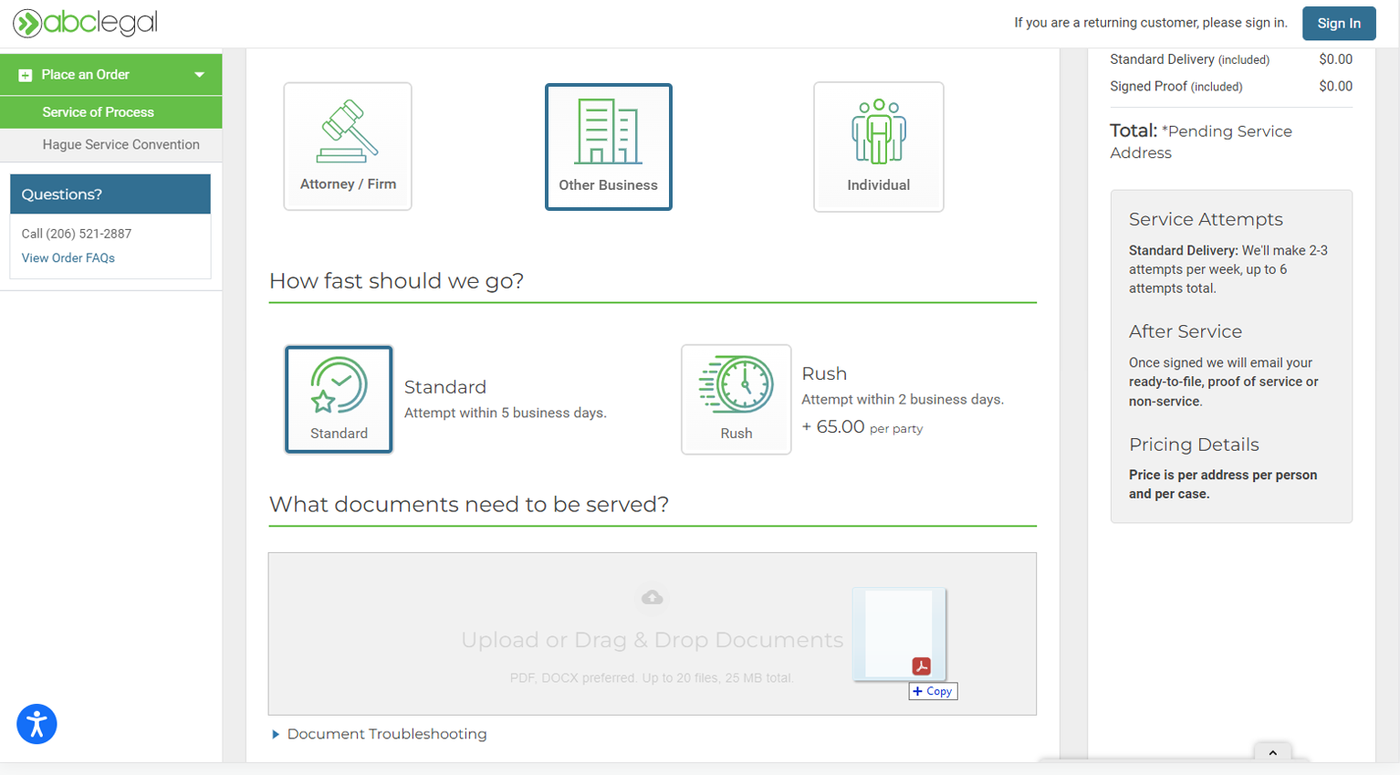 ABC Legal Services | Your Secure Account