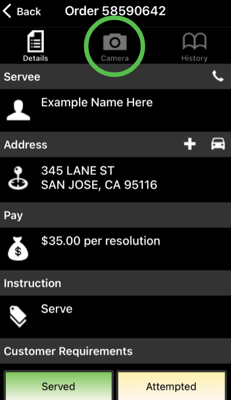 Taking Pictures Through the App