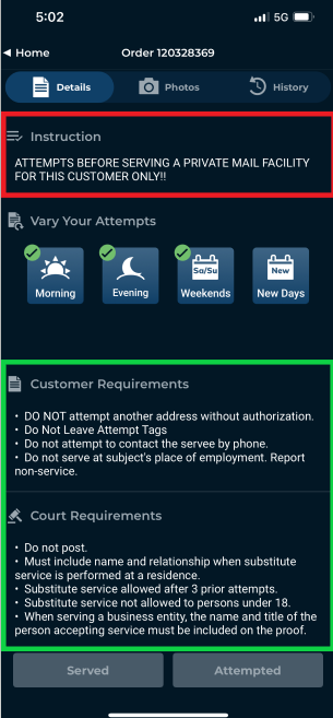 Checking Job Details and Special Instructions