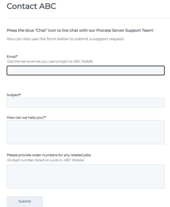 Process Server Support